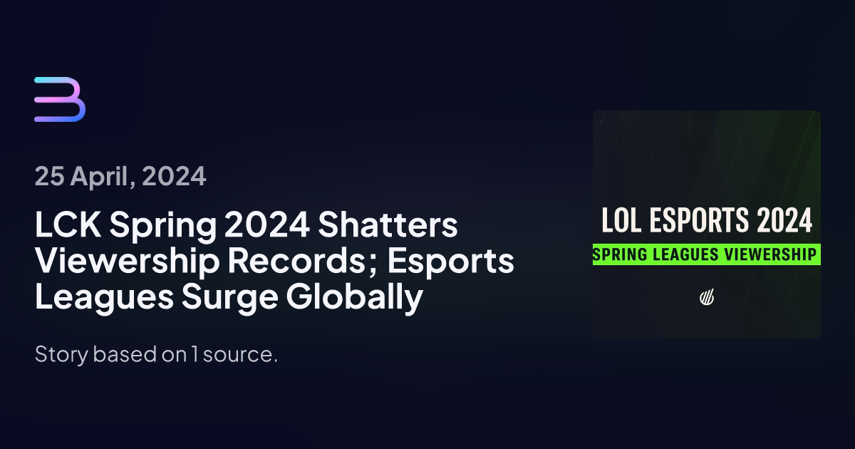 LCK Spring 2024 Shatters Viewership Records; Esports Leagues Surge Globally | Brief