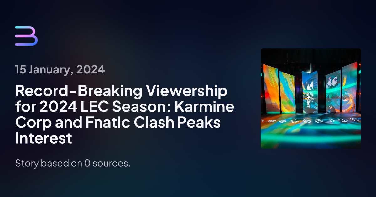 Record-Breaking Viewership for 2024 LEC Season: Karmine Corp and Fnatic Clash Peaks Interest | Brief