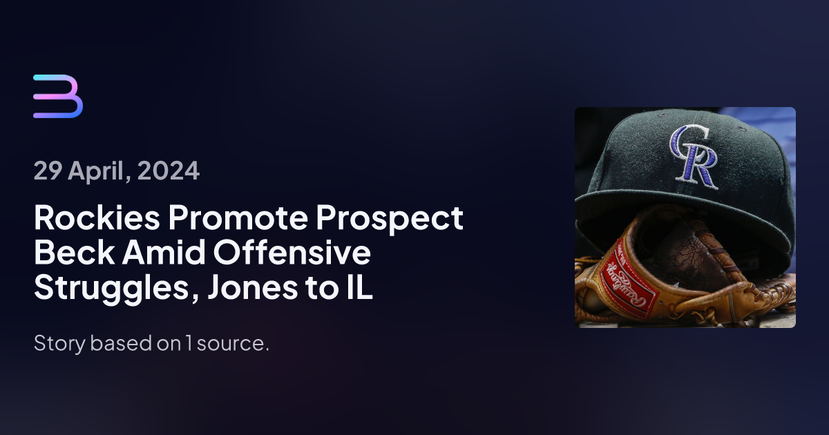 Rockies Promote Prospect Beck Amid Offensive Struggles, Jones to IL | Brief
